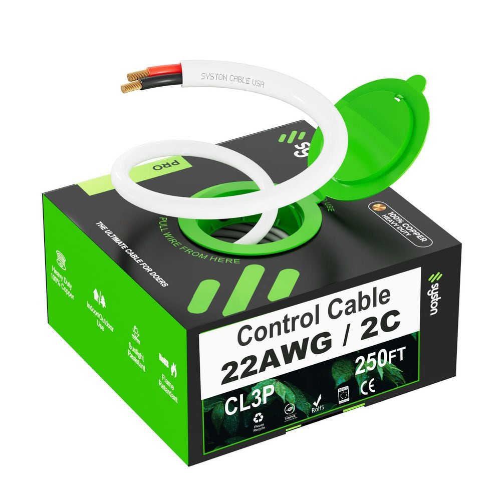 Syston Cable Technology 250 ft. 22/2 White CMP Plenum-Rated Stranded ...