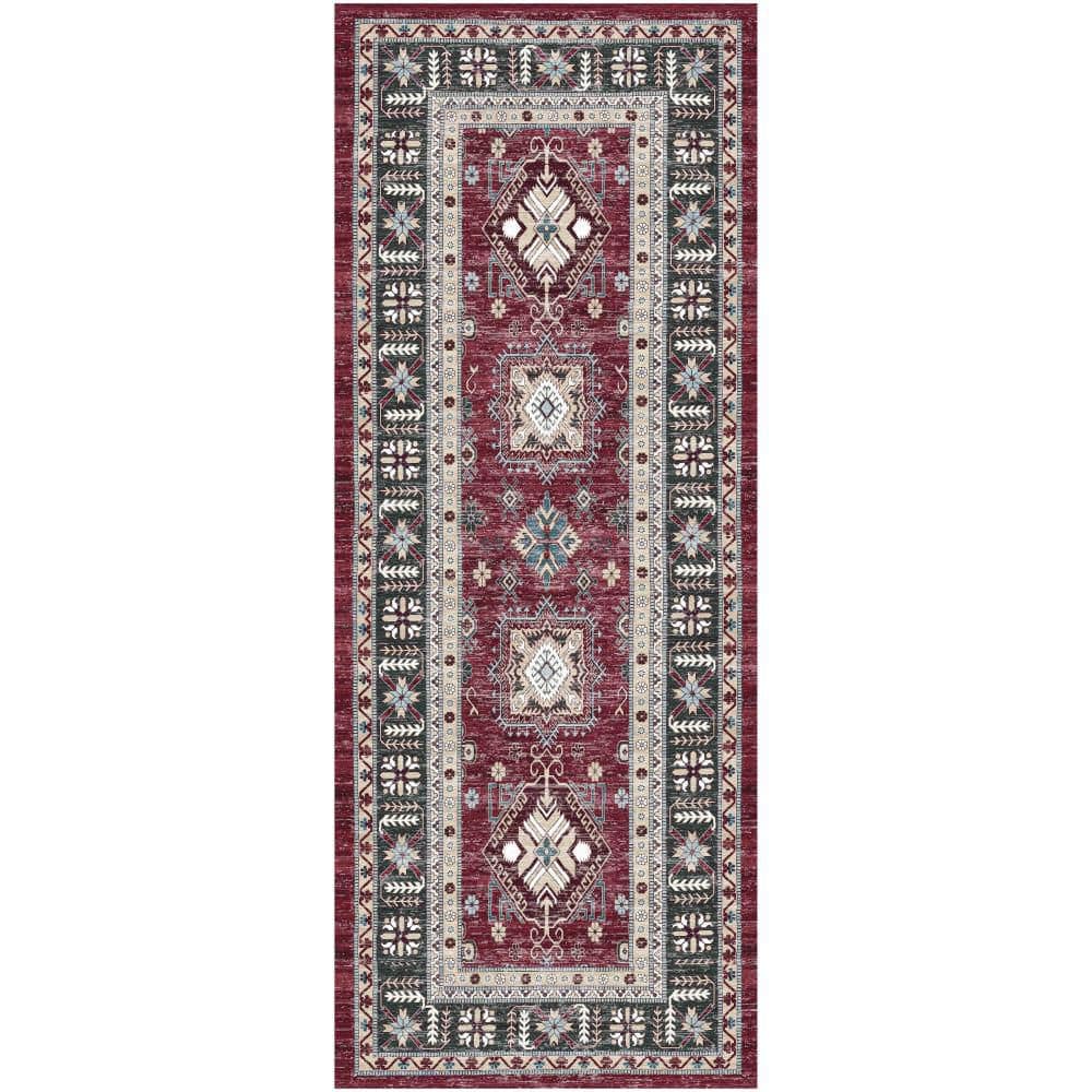 Nourison Fulton Red 2 ft. x 5 ft. Medallion Traditional Runner Area Rug ...