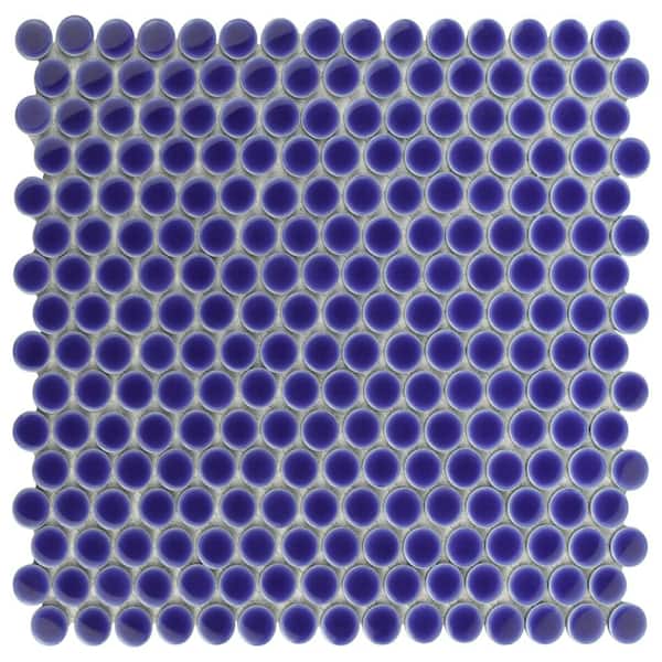 Merola Tile Hudson Penny Round Cobalt Blue 6 in. x 6 in. Porcelain ...