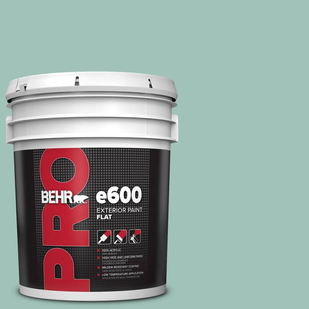 BEHR PRO 5 gal. #MQ6-36 Cascade Green Flat Paint PR61005 - The Home Depot