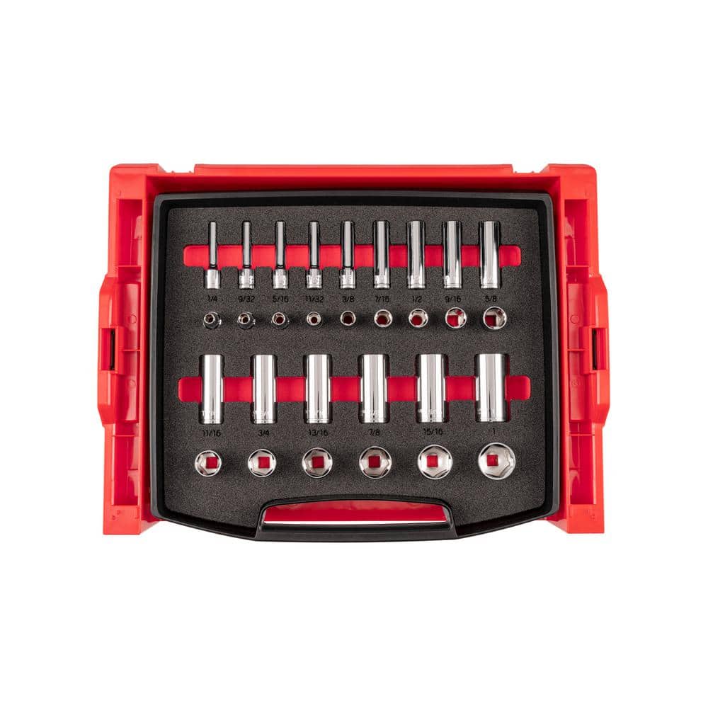 TEKTON 3/8 Inch Drive 6-Point Socket Set with Open Top Drawer and Rack ...
