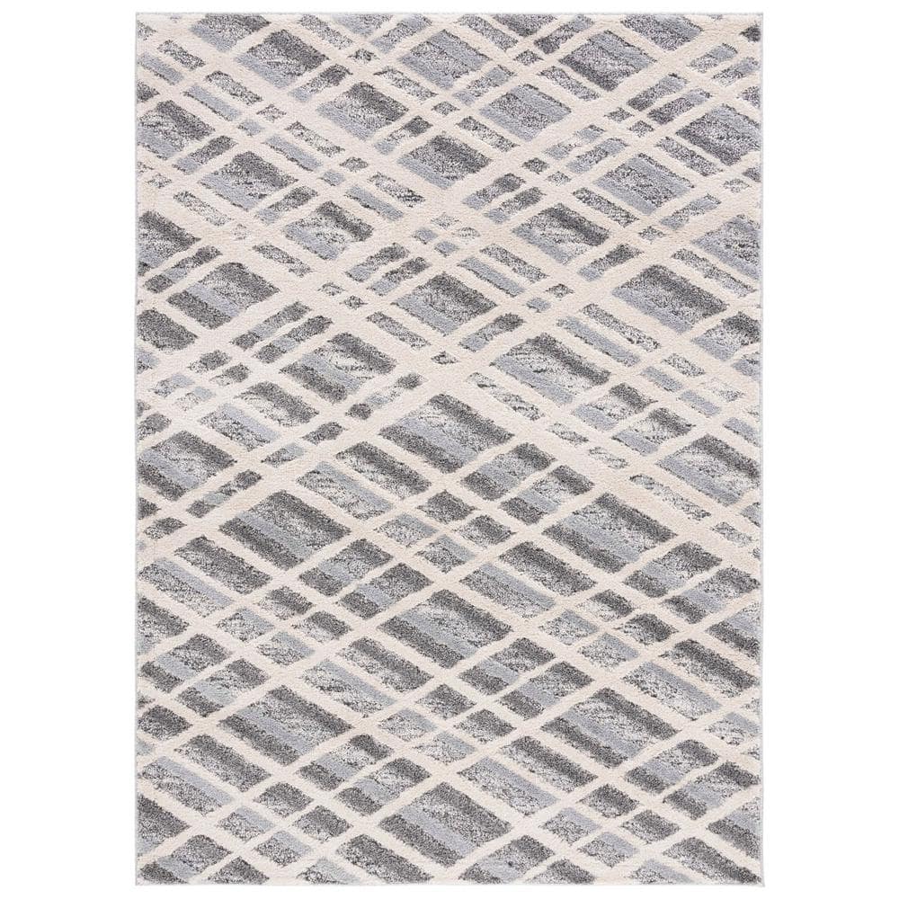 SAFAVIEH Martha Stewart Ivory Gray/Dark Gray 8 ft. x 10 ft. Overlapping ...