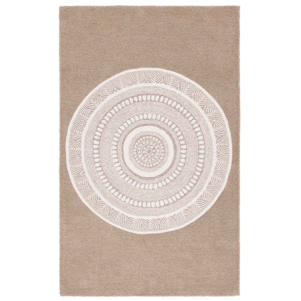 SAFAVIEH Manhattan 5 ft. x 8 ft. Brown/Ivory Geometric Radial Area Rug ...
