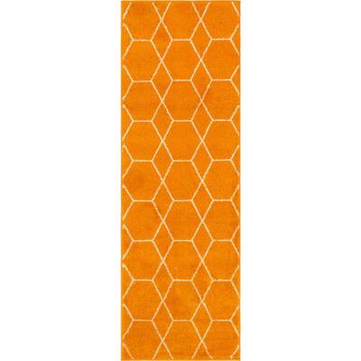 StyleWell Trellis Frieze Orange/Ivory 8 ft. x 11 ft. Geometric Area Rug ...