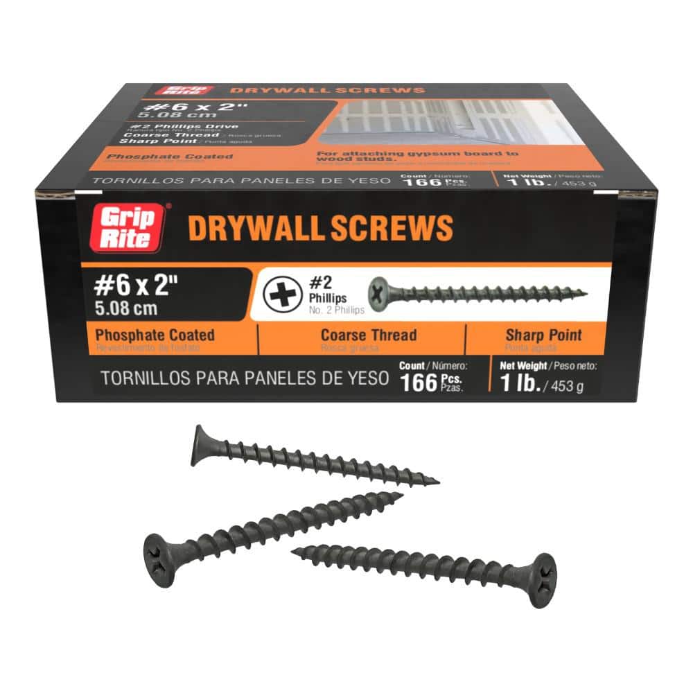 Grip-Rite #8 x 2 in. #2 Phillips Bugle Head Coarse Thread Drywall ...