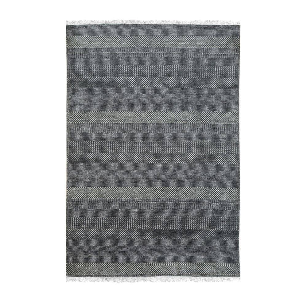 EORC Gray/Ivory 5 ft. x 8 ft. Hand Crafted Wool and Viscose ...