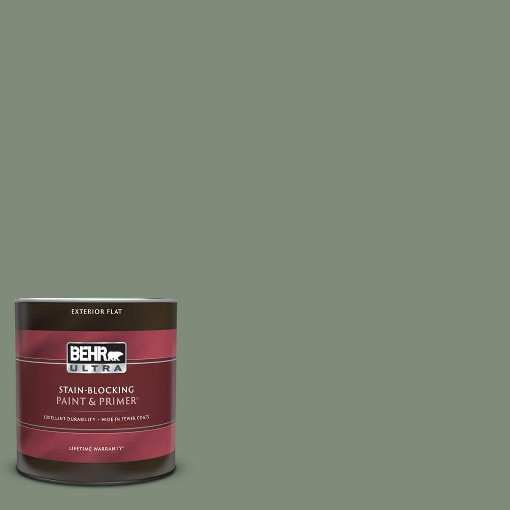 BEHR ULTRA 1 qt. #N400-5 Thai Basil Flat Exterior Paint & Primer 485304 ...