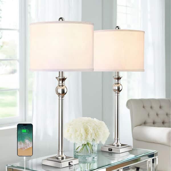 Maxax 28.5 in. Nickel Modern Metal Bedroom Living Room Bedside Desk ...