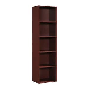 L'Baiet 59 in. Tall Beech Wood 5-Shelf Bookcase with Open Storage 5 ...