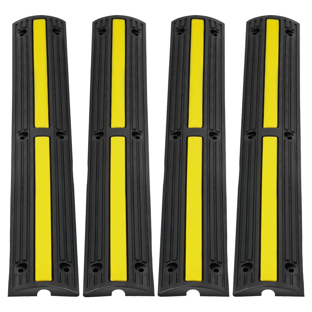 VEVOR 4PCS Floor Cable Protector Ramp 3.28 ft. 1 Channel Rubber Speed ...