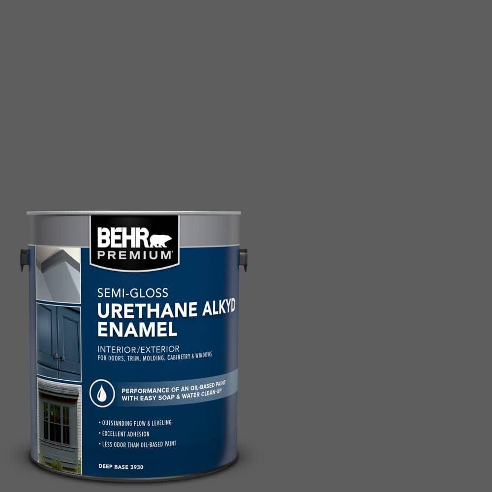 BEHR PREMIUM 1 gal. #N520-6 Asphalt Gray Urethane Alkyd Semi-Gloss ...