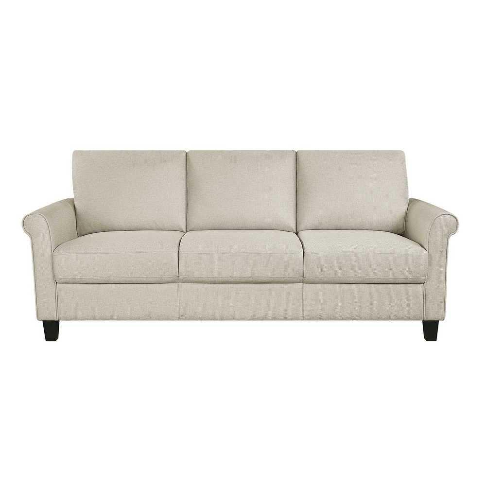 EVERGLADE HOME Elton 79 in. Wide Beige Rolled Arm Textured Fabric ...