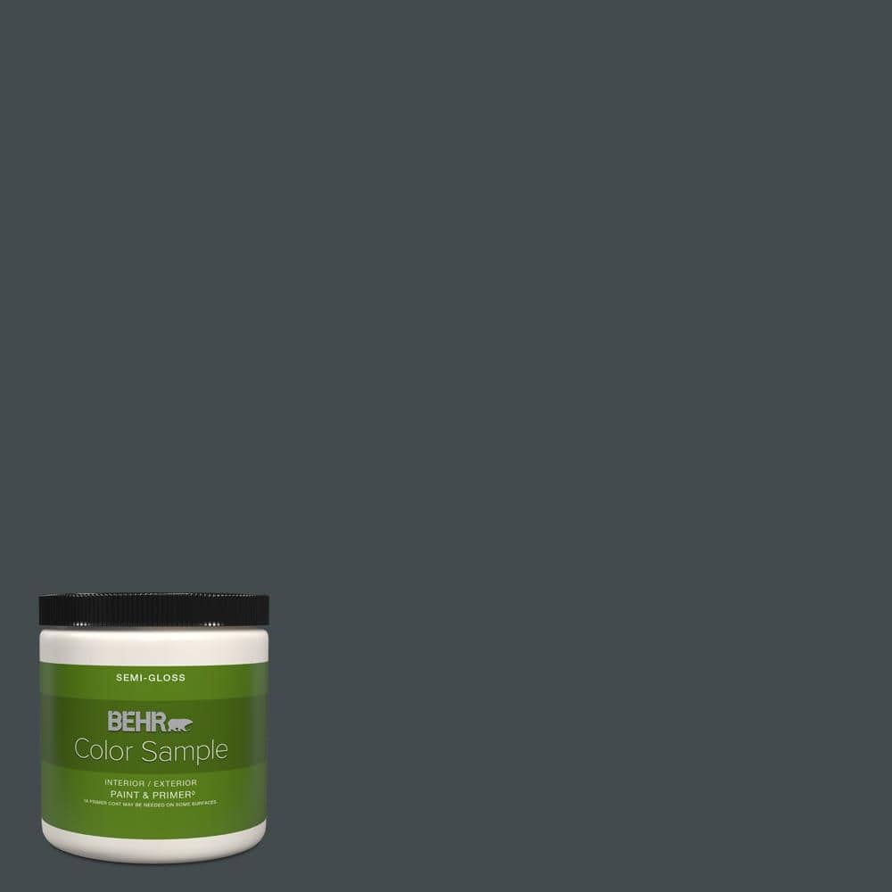 BEHR PREMIUM PLUS 8 oz. #730F-7 Black Sable Semi-Gloss Interior ...