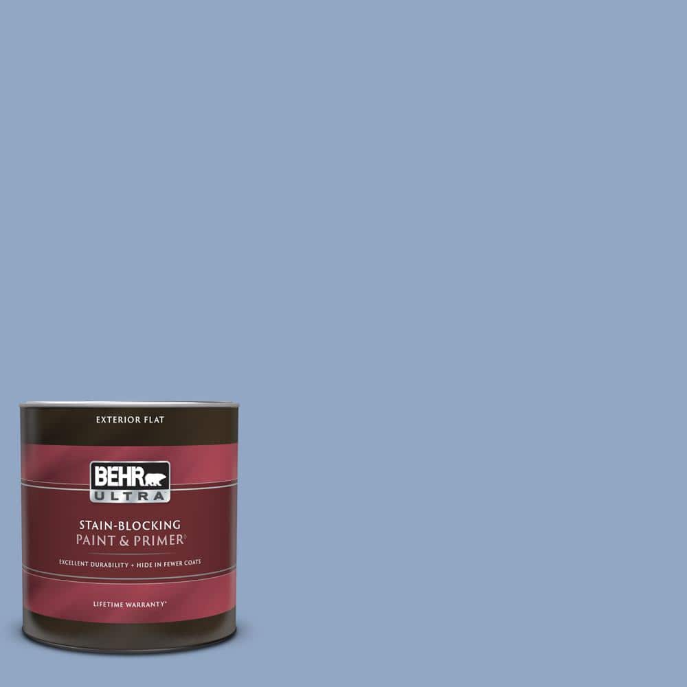 BEHR ULTRA 1 qt. #PPU15-13 Blue Hydrangea Flat Exterior Paint & Primer ...