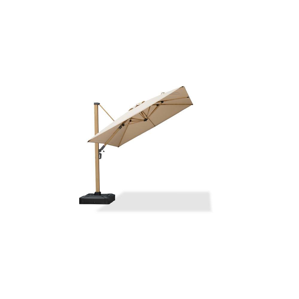 PURPLE LEAF 12 ft. Square Outdoor Cantilever Patio Umbrella Teak ...