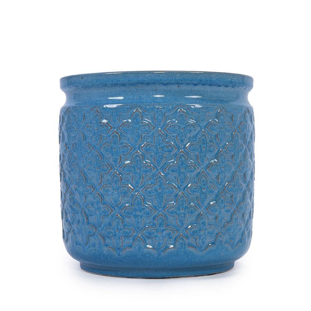 EPIPHANY DOUBLED INC 3-Pieces Modern Antique Blue Ceramic Planter with ...