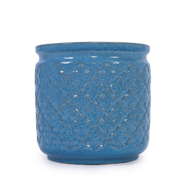 EPIPHANY DOUBLED INC 3-Pieces Modern Antique Blue Ceramic Planter with ...