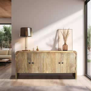 Liv & Skye Brown Wood 63 in. Rounded Ridges Sideboard 20651 - The Home ...