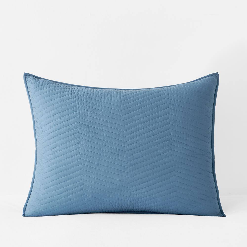 The Company Store Company Smoke Blue Cotton Standard Quilted Sham N2R1 ...