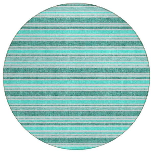 Addison Rugs Chantille ACN531 Turquoise 8 ft. x 8 ft. Round Machine ...