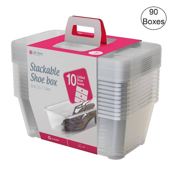 Life Story 6.0 Qt. Liter Clear Shoe/Closet Storage Box Stacking ...
