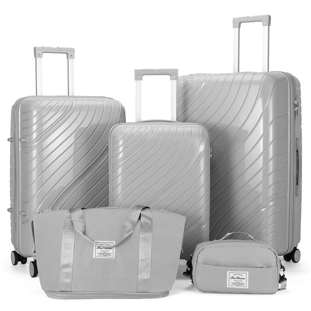 Karl home Hardside Hard Shell 2 of Bag 5-Piece Gray PP Luggage Set ...