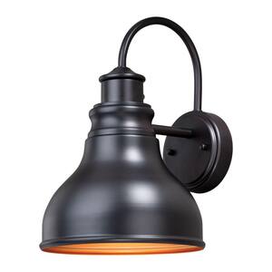 VAXCEL Dorado 1 Light Dusk to Dawn Bronze Gold Farmhouse Barn Dome ...
