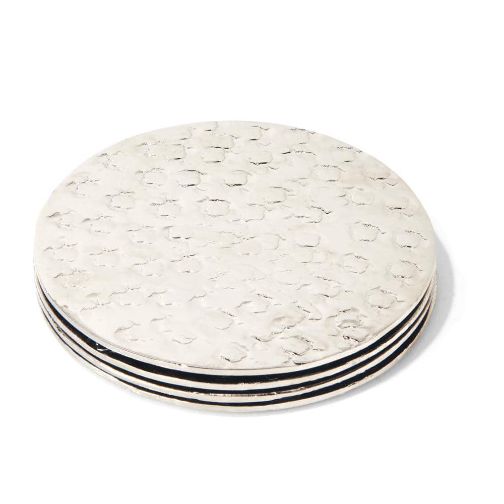 American Atelier 4-Piece Set Silver Bubbles Round Aluminum Coasters 4. ...