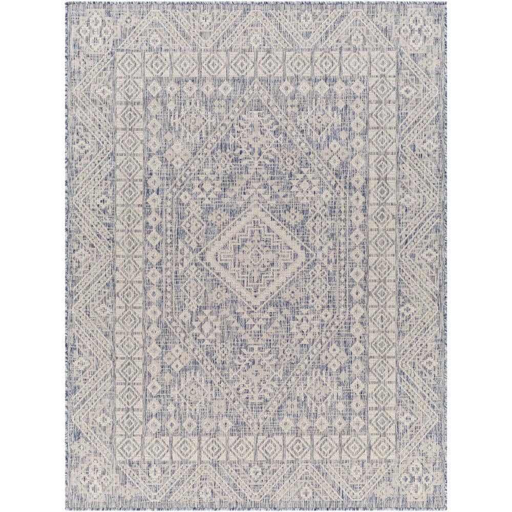Livabliss Atkins Navy Traditional 5 ft. x 7 ft. Indoor/Outdoor Area Rug ...