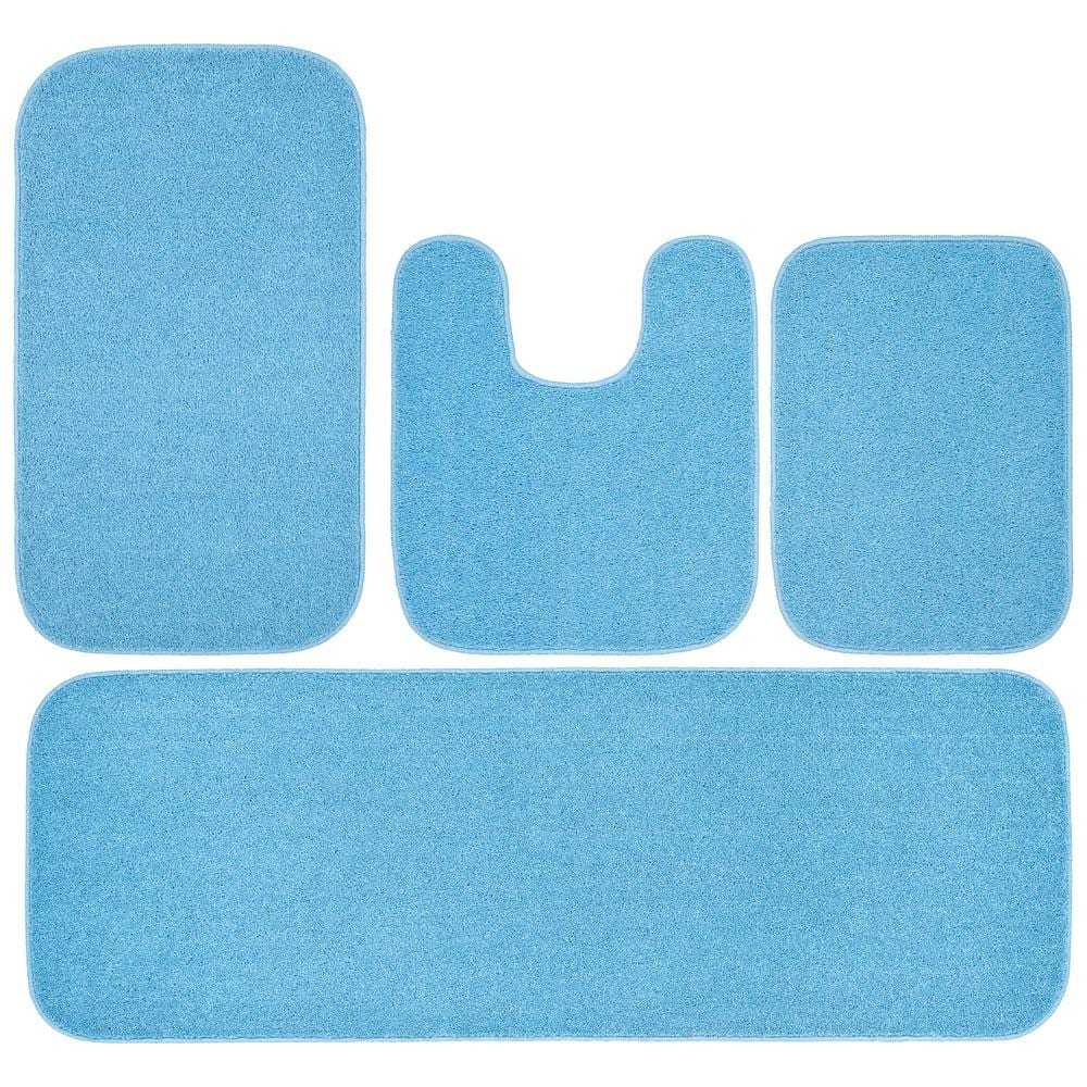 Garland Rug Gramercy Basin Blue Solid Plush Rectangle 4-Piece No Lid ...