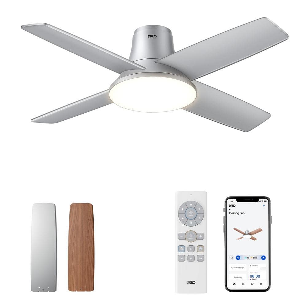 Reviews for DREO 44 in. Indoor Silver Ceiling Fan with Lights and ...