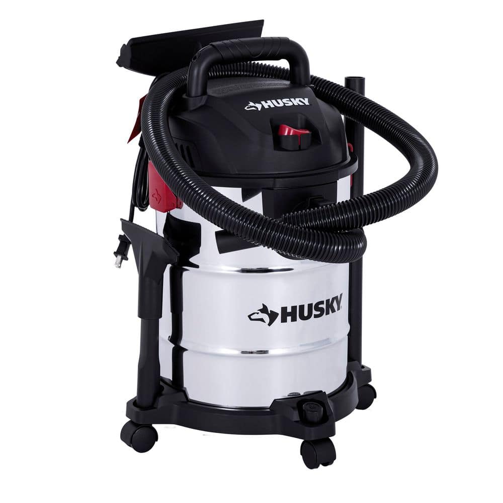 Husky 6 Gallon 4.0 Peak HP Stainless Steel Wet Dry Vac Shop Vacuum with ...