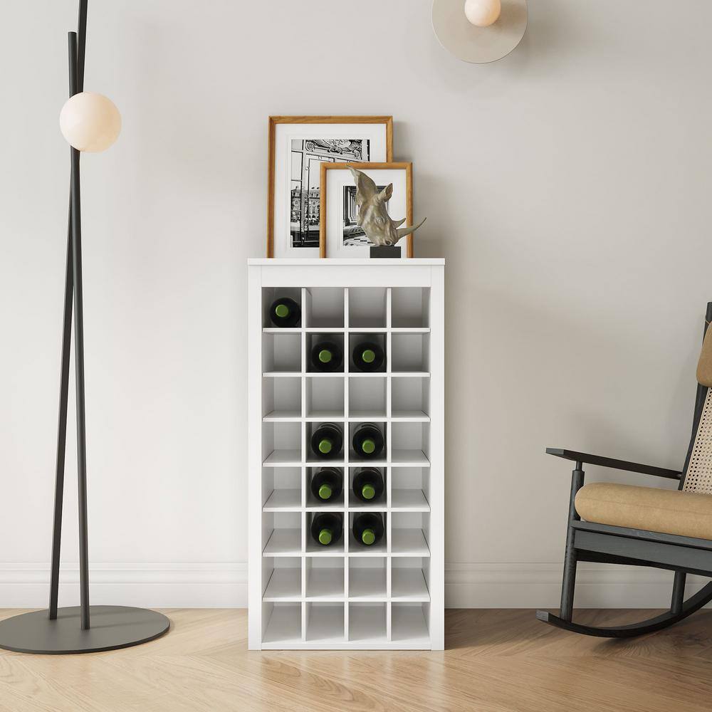 EPOWP 32-Bottle White MDF Freestanding Wine Rack LX-WR-14-1 - The Home ...