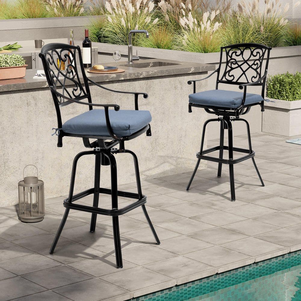 Crestlive Products Swivel Cast Aluminum Outdoor Bar Stool with ...