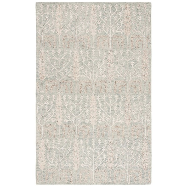 SAFAVIEH Jardin 5 ft. x 8 ft. Green/Beige Geometric Branches Area Rug ...