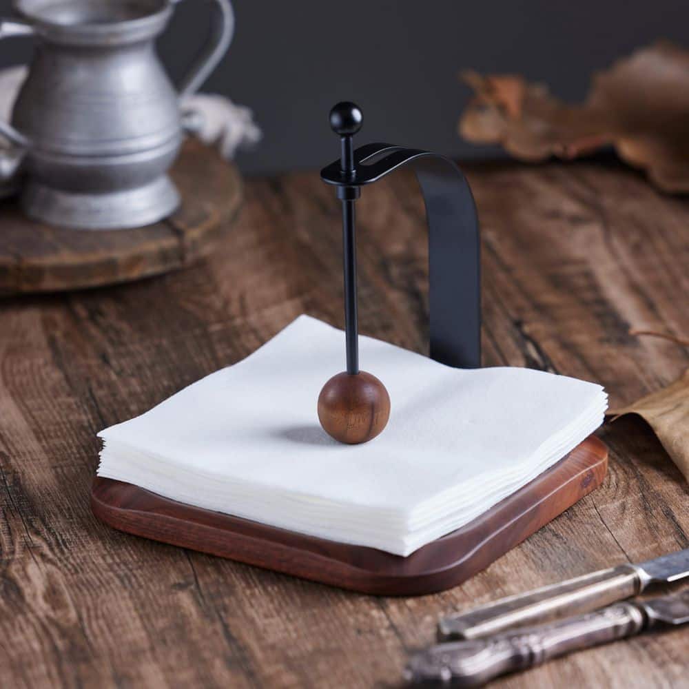 Wudkey Black Walnut Napkin Holder for Table, Office, Restaurant and ...