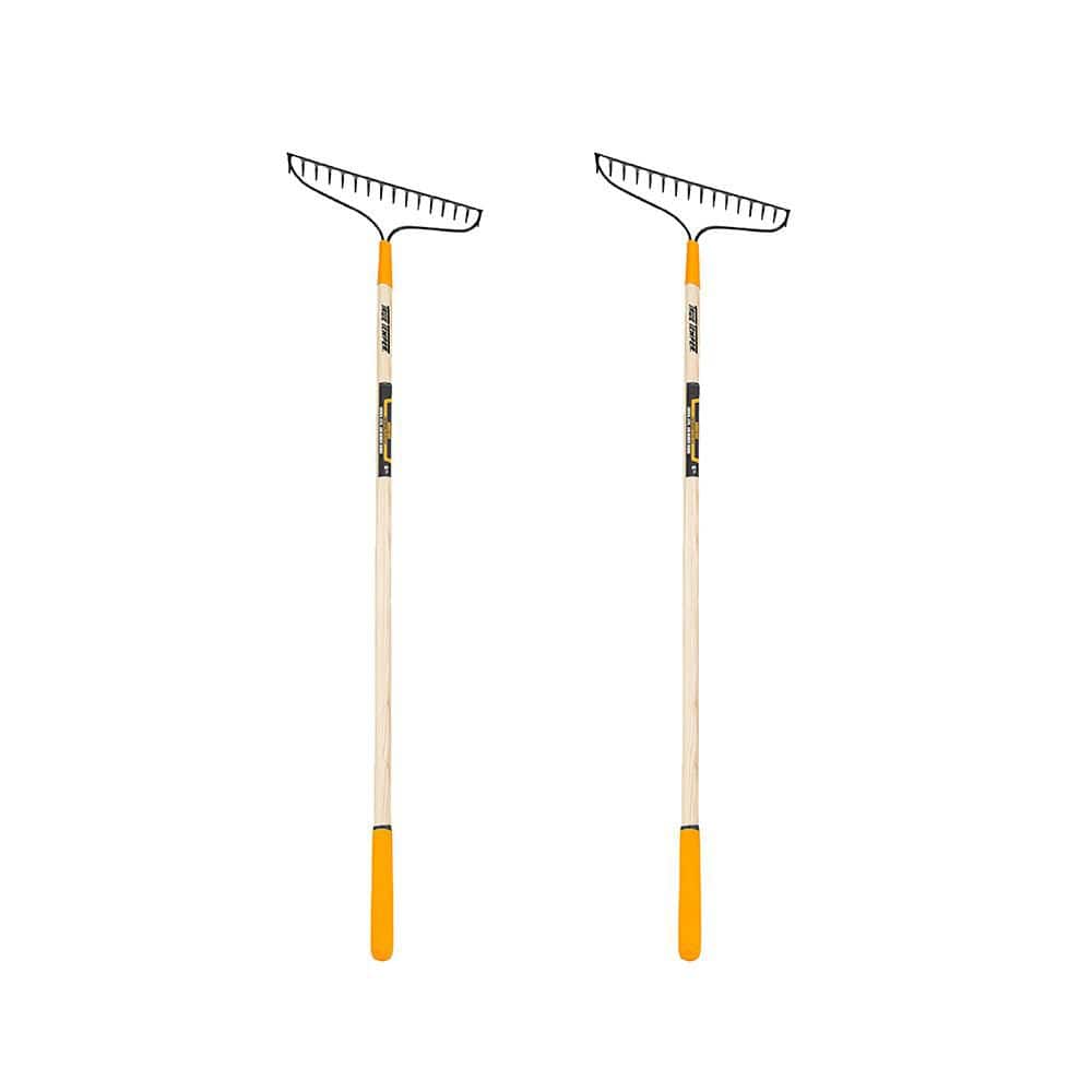 True Temper 57 in. Hardwood Handle 16-Tine Steel Bow Rake (2-Pack ...