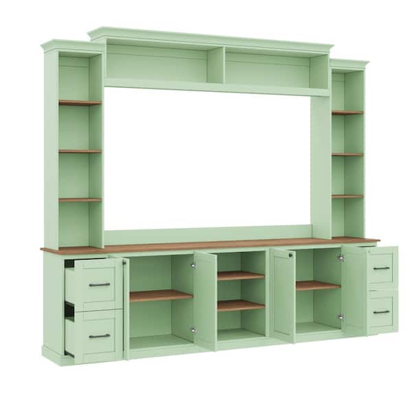 Nestfair 4-in-1 Mint Green TV Stand Fits TV's up to 70 in. with Drawers ...