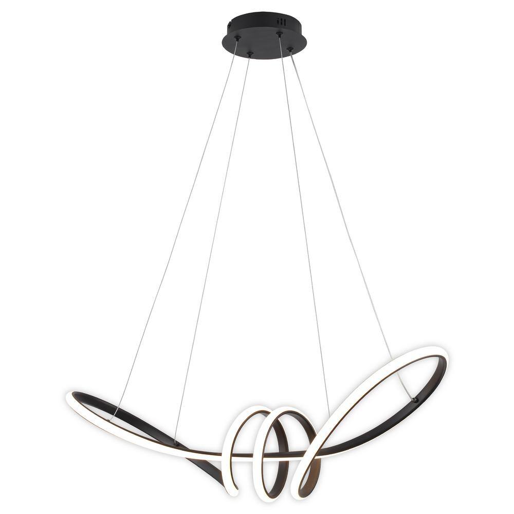 LWYTJO 40-Watt 1-Light Black Modern Linear Geometric Integrated LED ...