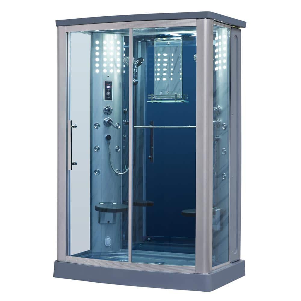 MESA 2-Person Rectangular Walk In Steam Shower-Blue Glass 803L - The ...