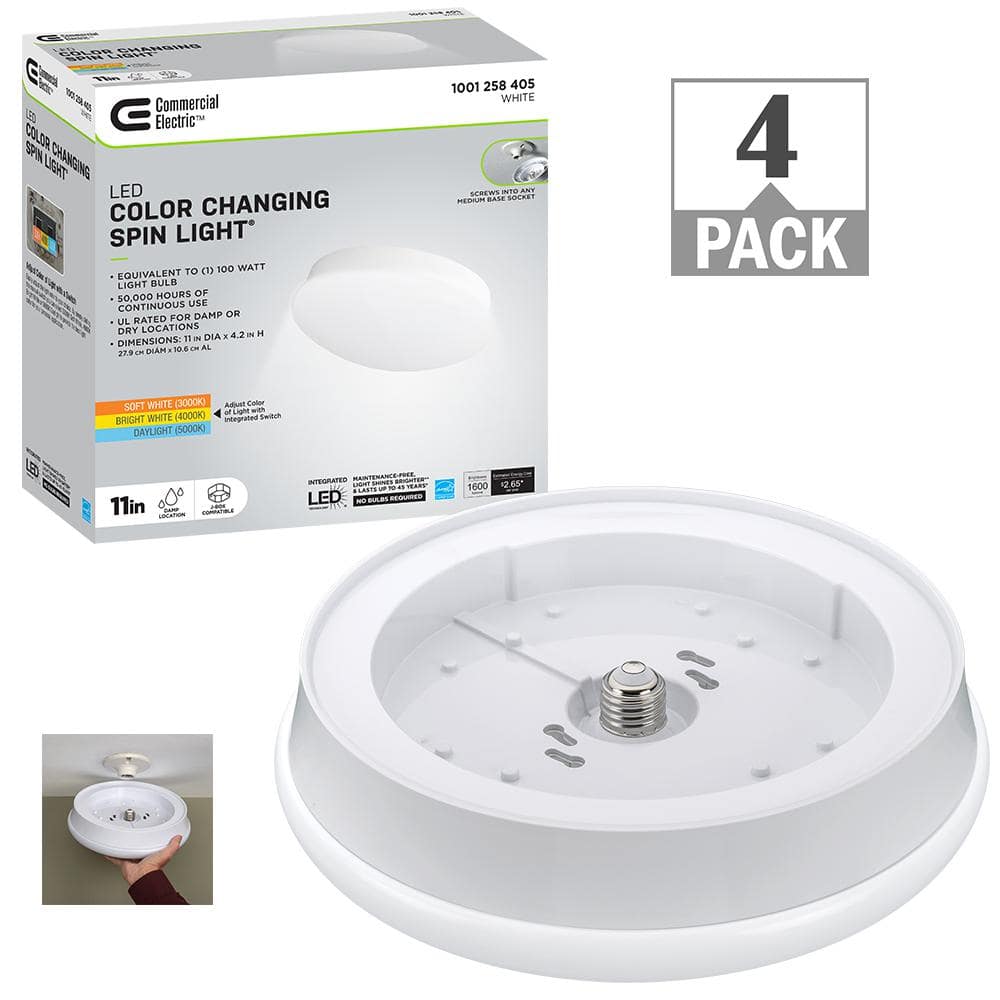 Commercial Electric Spin Light 11 in. 3000K 4000K 5000K Selectable LED ...