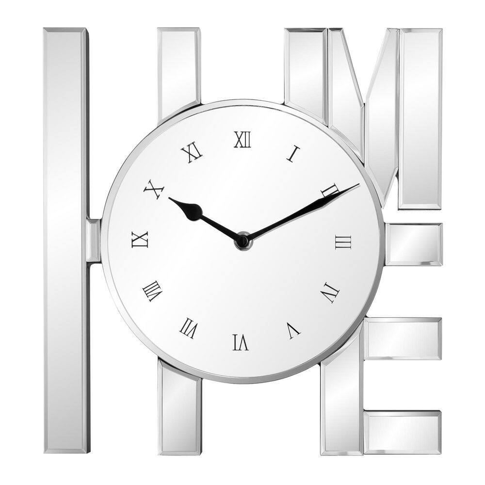 THKSHOUZ Home Silver Roman Numeral Glass Wall Clock SF-MC549 - The Home ...