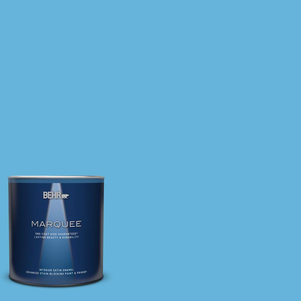 BEHR MARQUEE 1 qt. #540B-5 Riviera Blue Satin Enamel Interior Paint ...