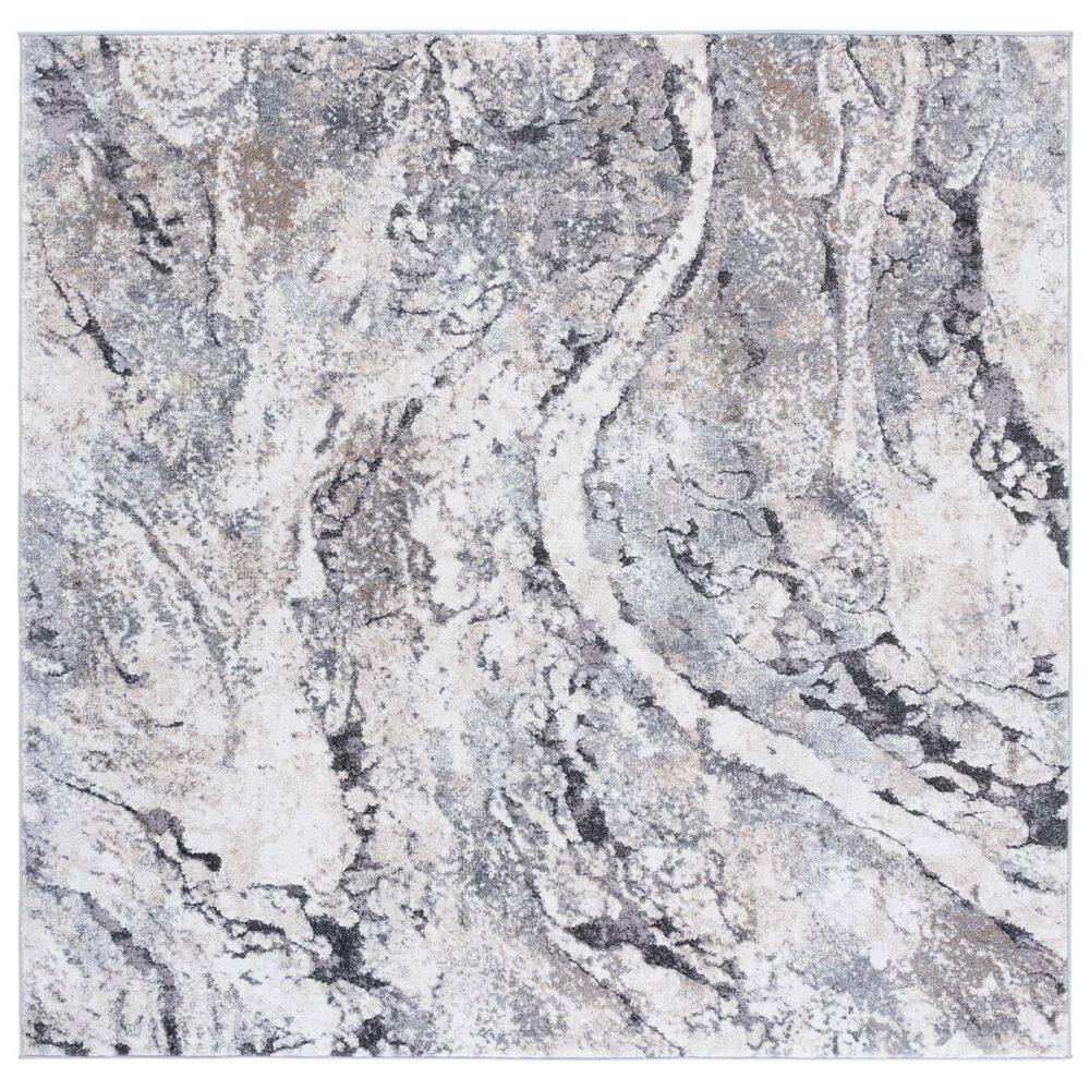 SAFAVIEH Opal 7 ft. x 7 ft. Beige/Gray Abstract Marble square Area Rug ...