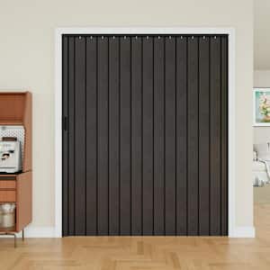 ARK DESIGN 120 in. x 80 in. Black Woodgrain Vinyl PVC Accordion Door ...