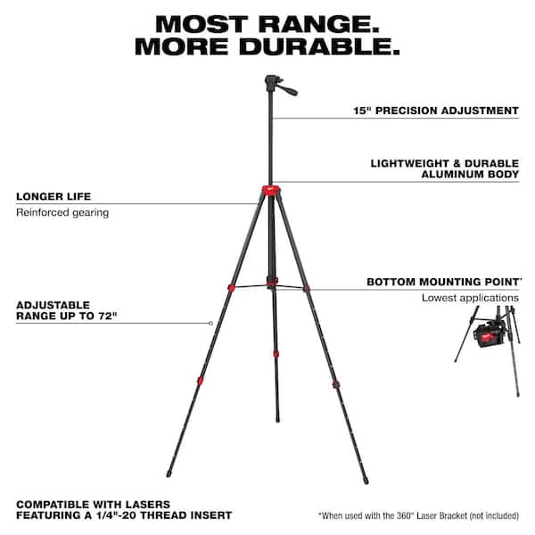 Milwaukee 72 in. Adjustable Laser Level Tripod 48-35-1411 - The Home Depot