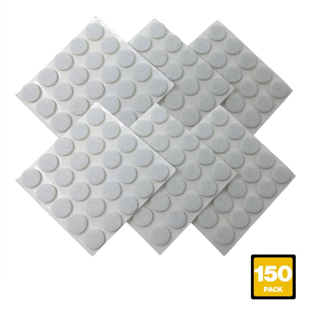 Everbilt 3/8 in White Round Medium Duty Self-Adhesive Felt Pads (150 ...
