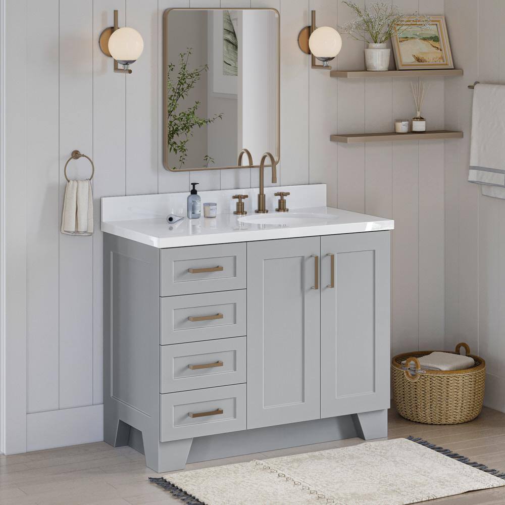 ARIEL Taylor 43 in. W x 22 in. D x 36 in. H Vanity in Grey with Pure ...