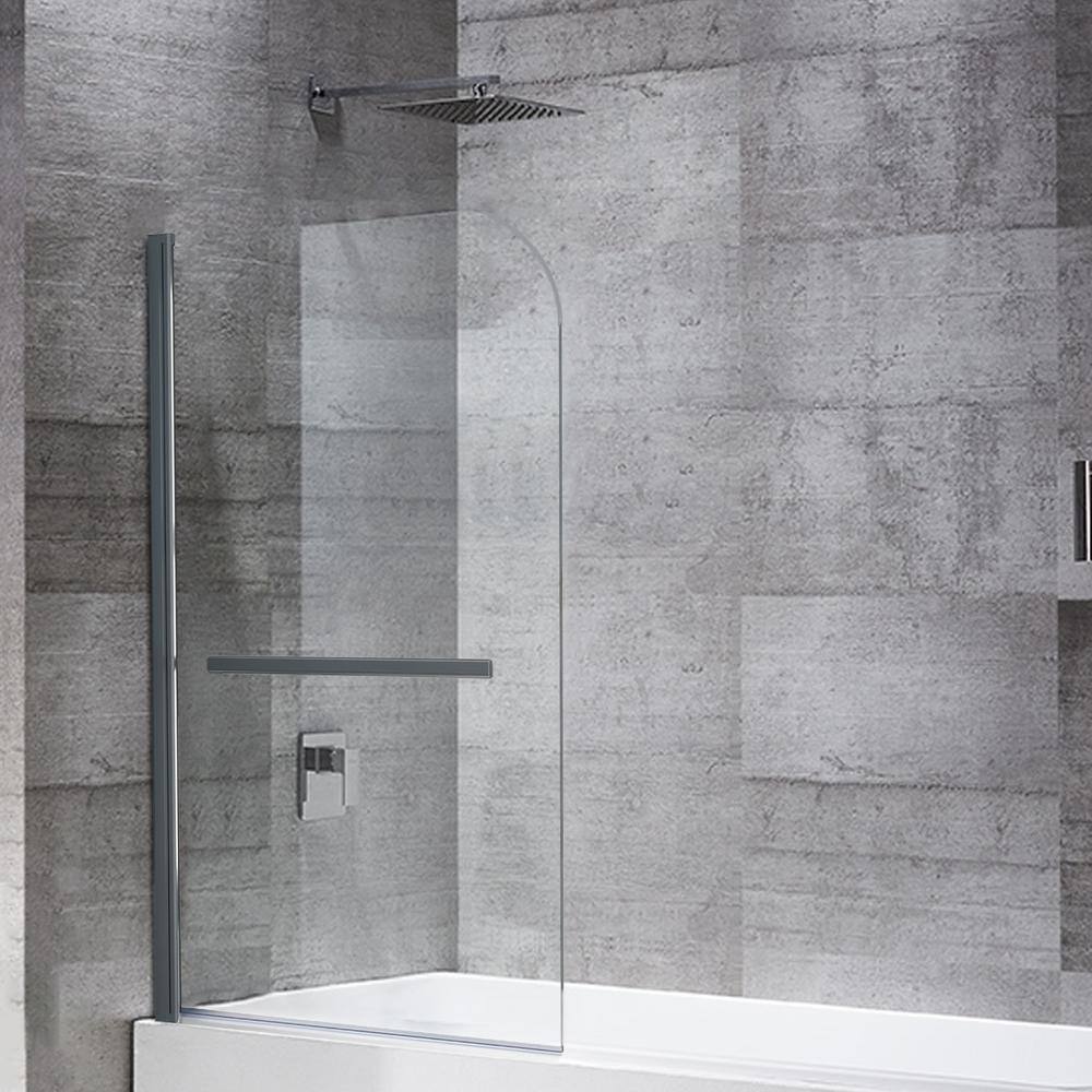 Maincraft 31 in. W x 55 in. H Pivot Frameless Tub Door in Stainless ...