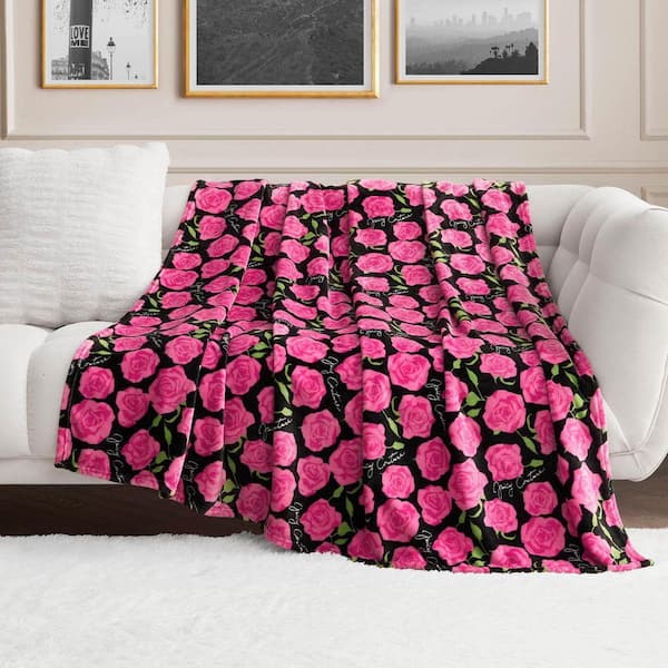 JUICY COUTURE Pretty Rose Garden True Black Plush 60 in. x 70 in ...